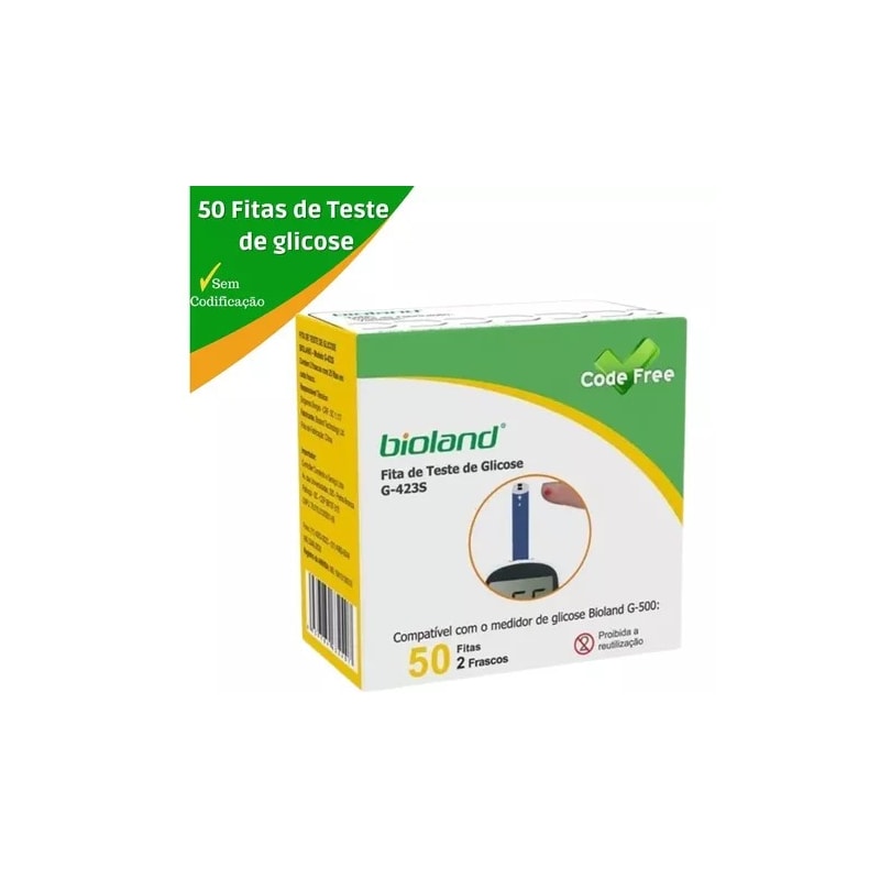 Fita Para Teste De Glicose Code Free G-423s Bioland C/50 Un - Loja do Avô